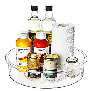 Adoco Lazy Susan Organizer, 12 inch Clear Lazy Susan Turntable Organizer for Cabinet - Kitchen Pantry Organization and Storage