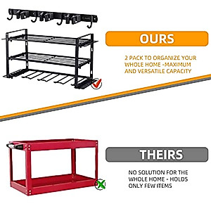 ALIEN SYSTEM Power tool shelf and storage hooks (Power tool organizer & Mop holder)