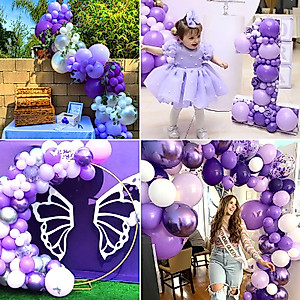 Purple Balloons Purple Confetti Balloon Set, 60Pcs 12Inch Metallic Chrome Purple Balloons Lavender Lilac Balloons Dark Purple Latex Balloons for Birthday Wedding Baby Shower Party Decoration