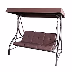 ALEKO SWC03BR Outdoor Garden Porch Swinging Couch and Daybed Swing Chair Steel Frame Patio Canopy Brown