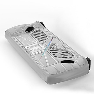 Protective Case with Foldable Kickstand for ASUS Rog Ally 2023 Release Handheld Game Console Full Body Drop-Proof Protector Stand Case with Shockproof,Non-Slip,Anti-Collision (White+Clear)