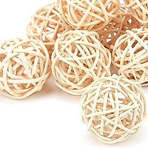 10Pcs Rattan Balls, Sepak Takraw Toy Natural Color Rattan Safe and Harmless Parrot Small Animal Chew Toy for Parrot