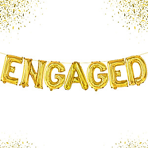 KatchOn, Gold Foil Engaged Balloons Letter - 16 Inch | Engagement Balloons for Engagement Party Decorations | Bachelorette Party Decorations | Engagement Party Balloons for Engagement Decorations