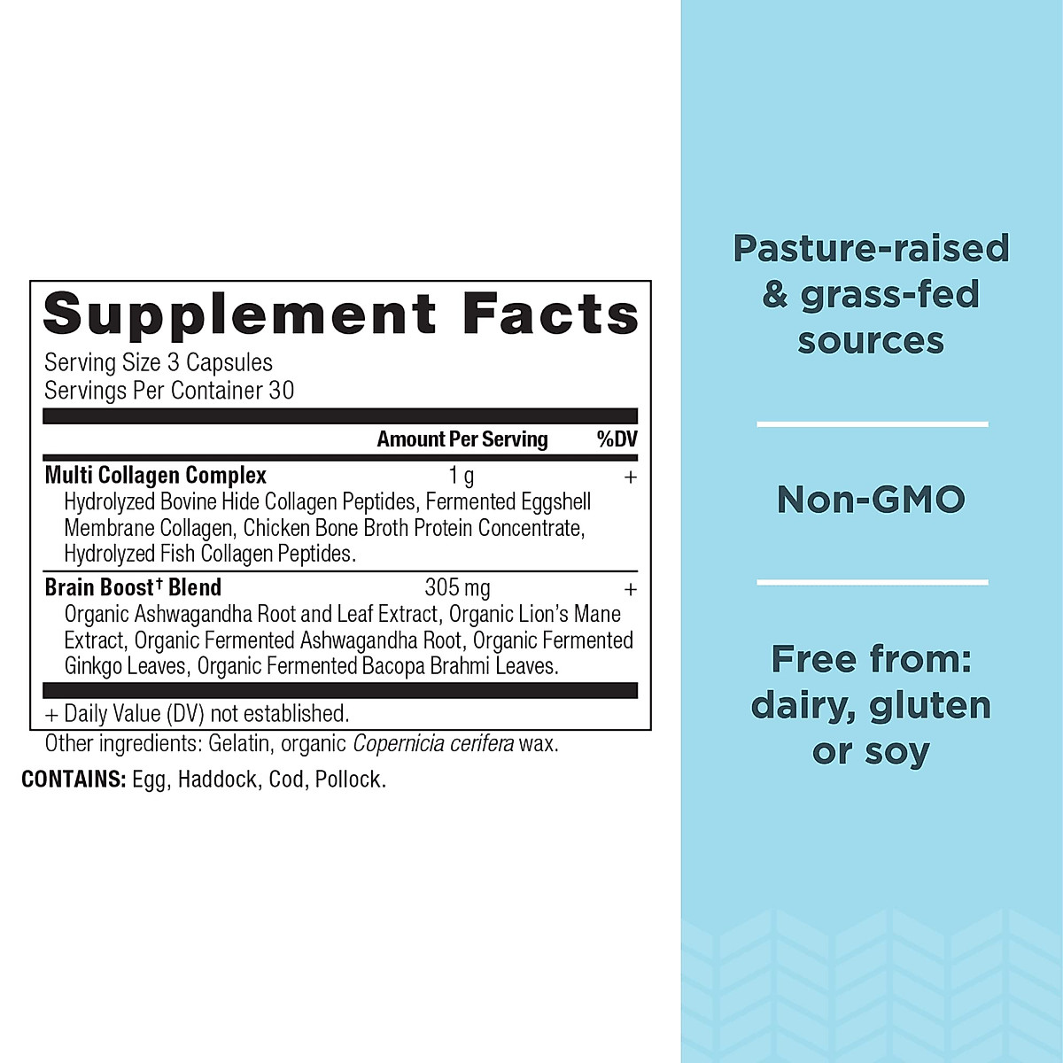 Ancient Nutrition Collagen Protein Brain Boost, Collagen Protein Capsules Brain Supplement for Reduced Joint Discomfort, Healthy Skin and Nails, 90 ct