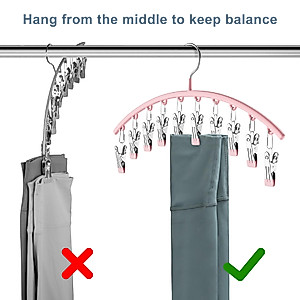 Legging Organizer for Closet, Metal Yoga Pants Hangers 2 Pack w/10 Clips Holds 20 Leggings, Space Saving Hanging Closet Organizer w/Rubber Coated Closet Organizers and Storage, Pink