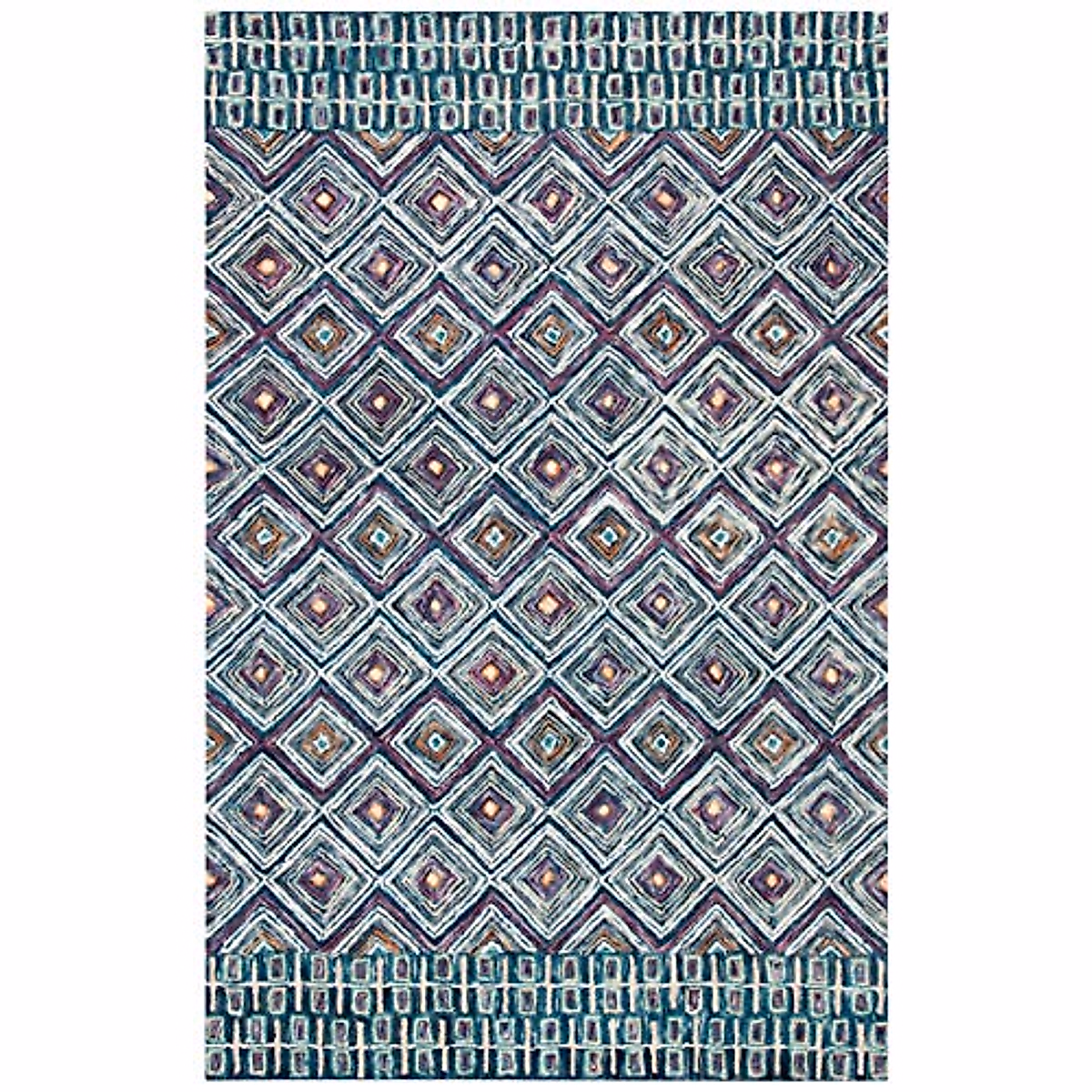 SAFAVIEH Aspen Collection 3' x 5' Blue / Red APN812M Handmade Boho Wool Area Rug