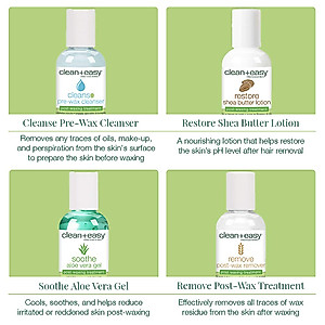 Clean + Easy Sensitive Microwave Kit for Face & Body, All-in-One Waxing Essentials for Full Body Hair Removal Treatment, Soft Wax, Easy to Prepare, Convenient to Use, Safe for Delicate Skin, 10-Pc