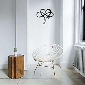 LAHONI Infinity Heart Metal Wall Decor, 16x14 Inch Heart Shaped Wall Art Sculptures Love Sign Ornaments for Home, Living Room, Bedroom, Outdoor Garden Decor (Black)