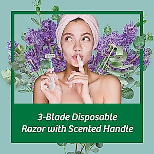 BIC Soleil Escape Women's Disposable Razor 3 Blade Set, Moisture Strip With Almond Oil, Lavender and Eucalyptus Scented Handles, Includes Bonus Caramel Apple, 8 Razors