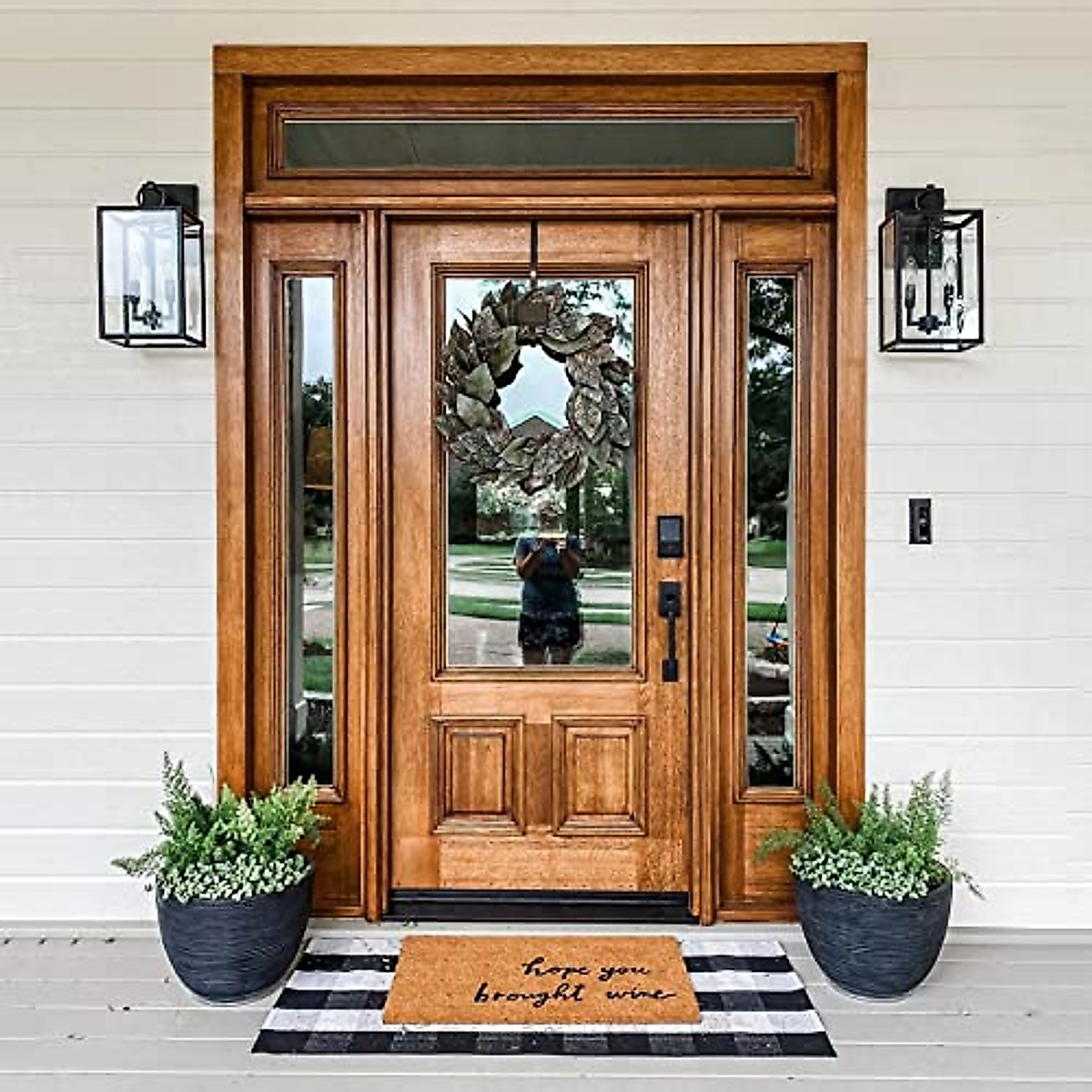 SEEKSEE Buffalo Plaid Outdoor Fall Rug 27.5“X43” Checkered Area Rug Black and White Runner Rug Washable Doormat Cotton Boho Bedroom Rug for Kitchen Entryway Hallway Front Door Farmhouse Living Room