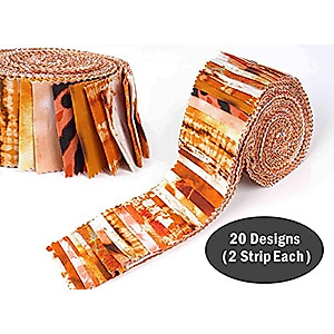 Soimoi 40Pcs Tie Dye Print Cotton Precut Fabrics for Quilting Craft Strips 2.5x42inches Jelly Roll - Orange