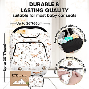 KeaBabies Car Seat Cover for Babies and Large Shatterproof Baby Car Mirror - Baby Car Seat Canopy for Spring, Autumn, Winter - Safety Baby Car Seat Mirror - Universal Stretch Fit Car Seat Cover