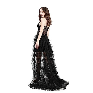 AWAYTR Maxi Mesh Tulle Skirt for Women - Detachable Wedding Train Dress, Floor Length Overlay Long Tutu Skirts for Prom(Black)