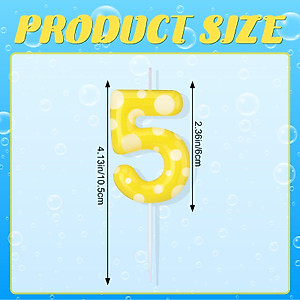Conelist Sponge Birthday Number Candle Yellow Sponge Print Themed Birthday Candles Numeral Birthday Cake Topper for Sponge Themed Birthday Sponge Fans Party Decoration Supplies (Number 5)