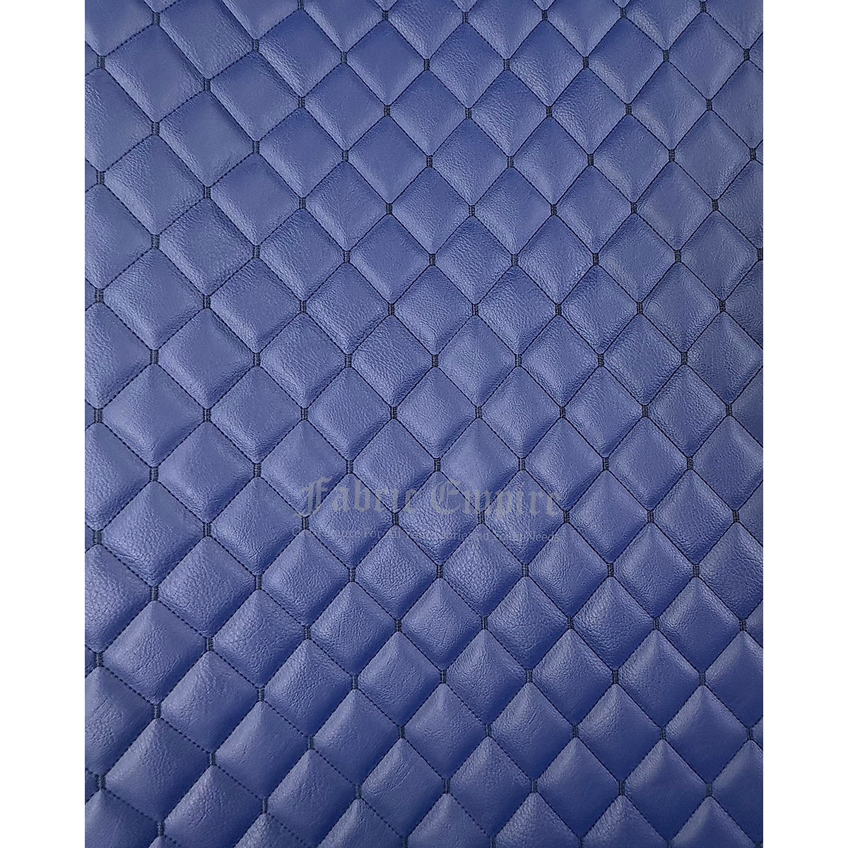 Vinyl Quilted Foam Fabric with 3/8" Foam Backing Upholstery / 52" Wide/Sold by The Yard/FABRIC EMPIRE (Blue hq Black Threading)