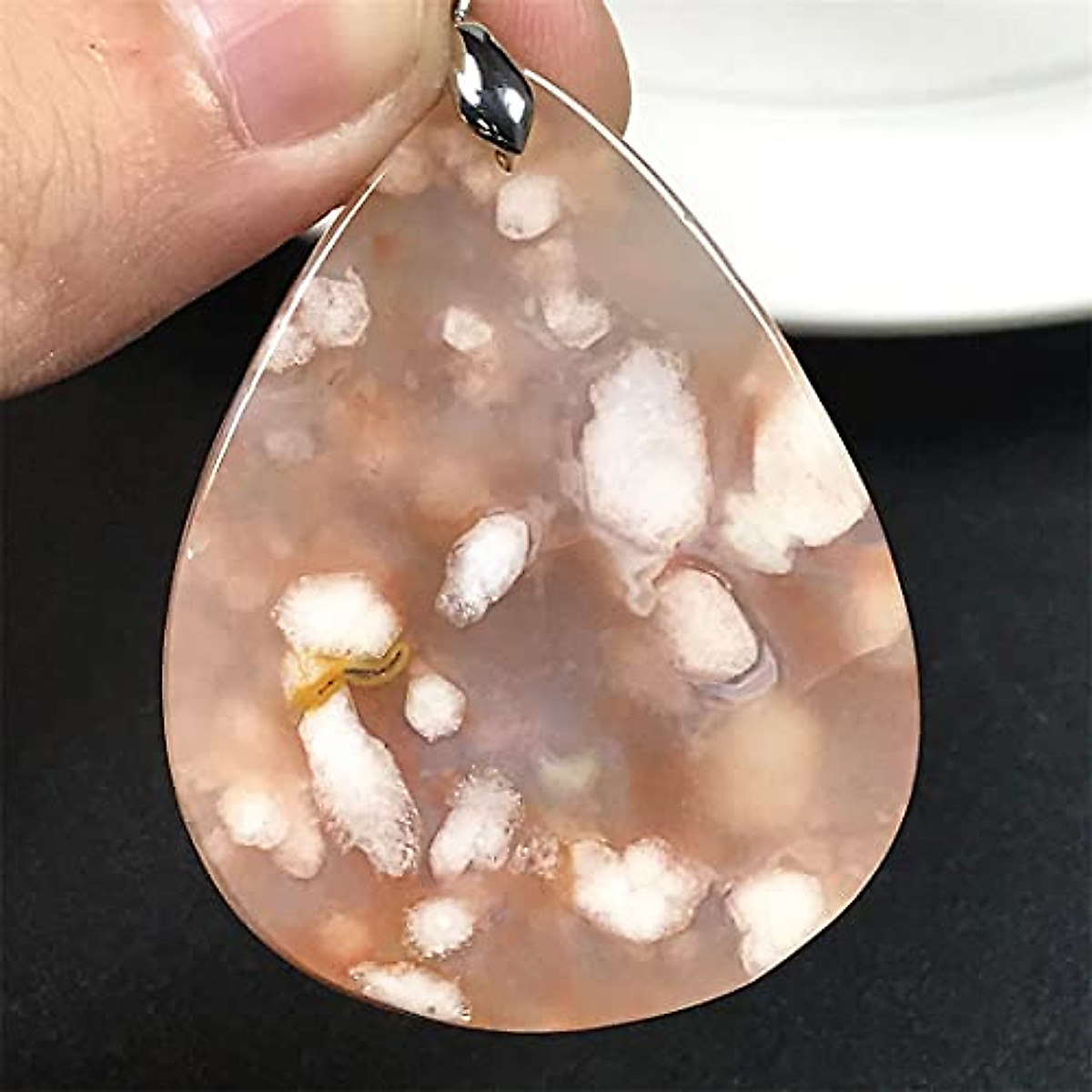DUOVEKT Natural Cherry Agate Pendant Jewelry For Women Men 45x35x9mm Beads Crystal Stone Sliver Gemstone AAAA