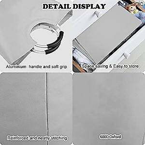 WOOHA 90L Large laundry basket,Collapsible laundry hamper, Tall Clothes Baskets Folding Washing Bin Foldable Fabric Hamper Bags for Bedroom, Closet,Bathroom,College,laundry bag, lightgrey