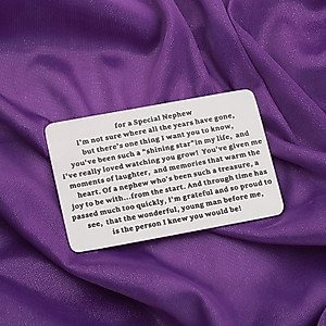 AKTAP Nephew Gift For A Special Nephew Engraved Wallet Insert Graduation Card Inspirational Gift For Nephew From Uncle (Nephew Engraved Wallet)