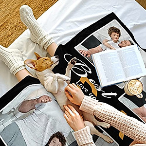 Lcyawer for Dad from Daughter Son Wife, Best Dad Ever Blanket, Custom Blanket with Photo, Personalized Blankets with Picture Collage, Unique Birthday Gifts for Husband Papa Grandpa