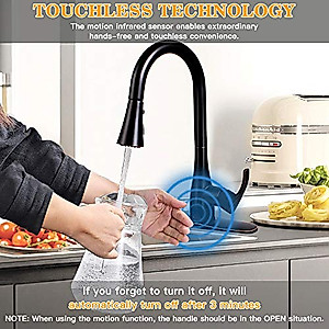 Touchless Kitchen Sink Faucets with Pull Down Sprayer, Kitchen Faucet with Pull Out Sprayer Single-Hole and 3 Hole Deck-Mount,3 Mode Single Handle Oil Rubbed Bronze Easy to Install, Spot Resist