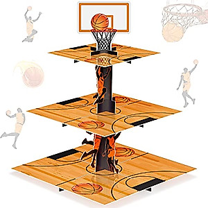 3 Tier Basketball Party Decorations Cupcake Stand Basketball Theme Party Favors Cupcake Holder Basketball Sports Theme Cupcake Holder for Teenagers Basketball Sports Birthday Party Supplies Decor