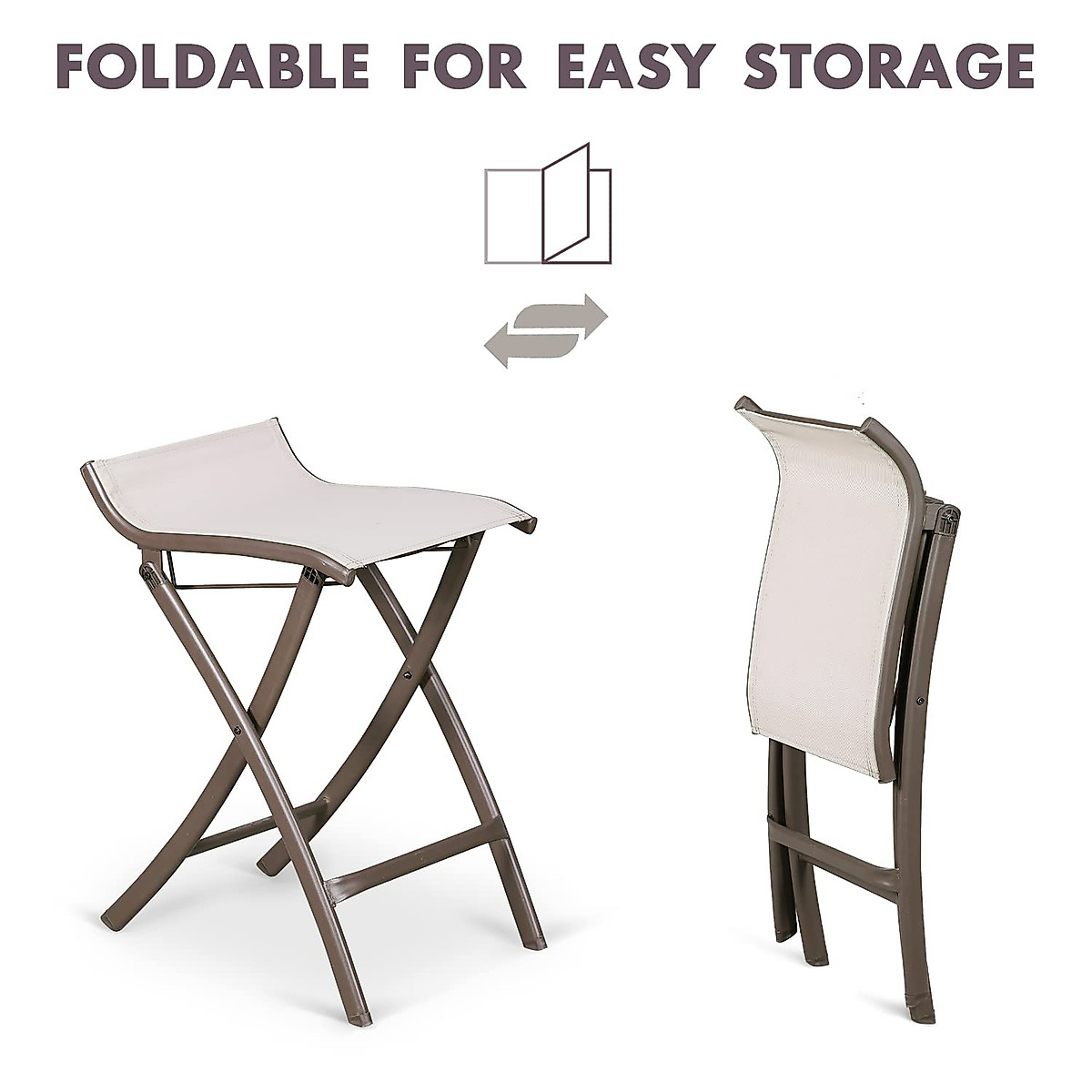 Aoodor Outdoor 2-Piece Bar High Patio Folding Chairs - All-Weather, Comfortable Design