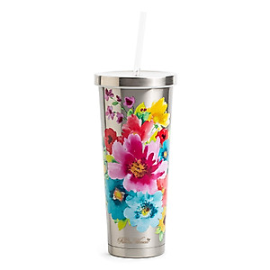Aeiniwer CoreHome Pioneer Woman Large Floral Print 24oz Double Wall Vacuum Insulated Stainless Steel Tumbler