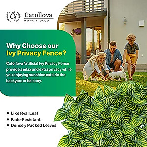 Catollova 120 x 60in Artificial Ivy Privacy Fence Screen, Grass Wall Faux Ivy Hedge Panels and Privacy Fence Wall Screen, Decorative Fence for Outdoor, Balcony, Garden Decor