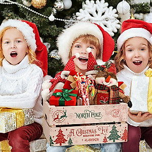 Soaoo Christmas Eve Gift Box Christmas Crate Wooden Christmas Box Xmas Santa Box for Kids Christmas Eve Crate Christmas Decor Reindeer Decor Holiday Winter Party Decor Ornaments Supplies (Wood)