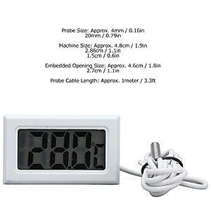 Entatial Electronic Digital Thermostat, 2s Refresh Mini 2Pcs Refrigerator Temperature Meter for Garden for Aquarium(White*2)