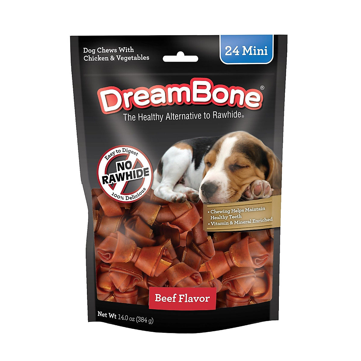 DreamBone Mini Chews, Made With Real Beef, Rawhide-Free Chews For Dogs, 24 Count