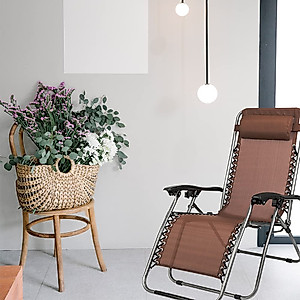 SANXIA Zero Gravity Chair Replacement Fabric with 4 Bungee Cord Kit, Repair Cloth with Replacement Lace Cord, Fix Tools for Anti Gravity Lounge Chairs Outdoor Recliners (Advanced Brown, 17" Wx63 H)