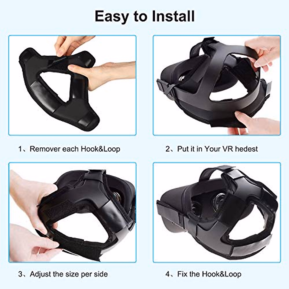 Linkstyle Head Strap Pad Cushion Compatible with Oculus Quest VR Headset, Headset Replacement Accessories, PU Leather Head Cushion,Reduce Head Pressure Foam Pad (Black)