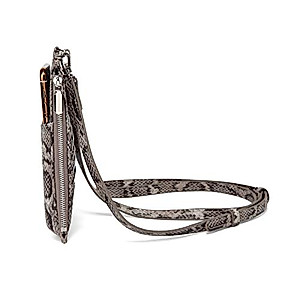 Daisy Rose Phone Holder Wallet & Crossbody Bag RFID Blocking Wristlet PU Vegan Leather - Grey Snake