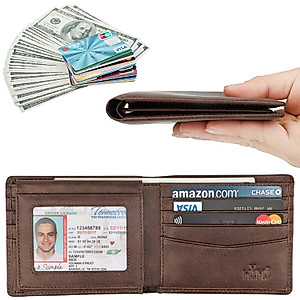 Wallet for Men-Genuine Leather RFID Blocking Bifold Stylish Wallet With 2 ID Window (Coffee-galaxy)