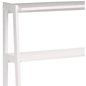 Amazon Basics Rubberwood 5 Shelf Ladder Bookcase, White, 15.03" D x 25.98" W x 74.48" H