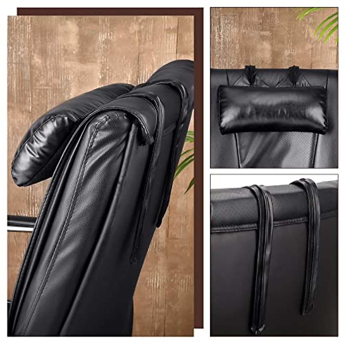 Sintuff 2 Pcs Leather Recliner Neck Pillow Leather Recliner Head Pillow Recliner Headrest Cushion Pillow for Body Relax Leather Recliner Head Pillow (Black)