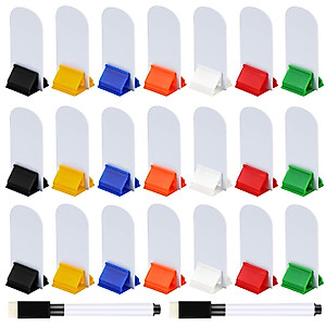 Meetory 45 Pieces Blank Game Board Markers and 35 Pieces Game Card Stands with 2 Pcs Black Marker Pens, Plastic Token Cards DIY Game Markers with 7 Multi-Color Card Stands for Party Favor