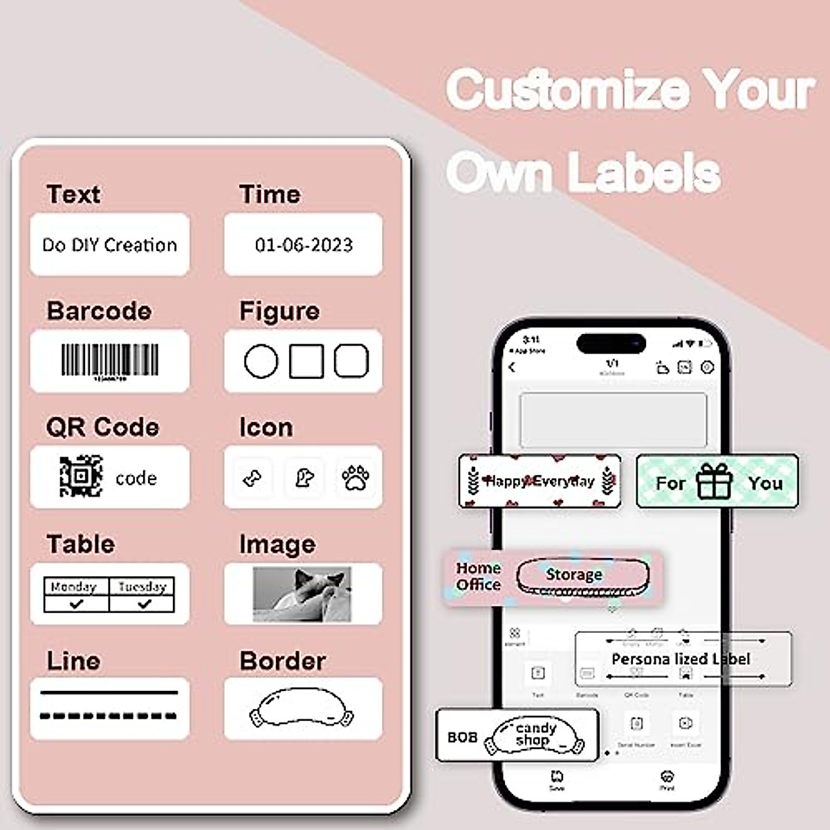 MFoffice D11/D110/D101 Label Maker Tape, White Thermal Sticker Label 0.47"×1.57" (12x40mm), Waterproof Self-Adhesive Multipurpose Labeling Tape Replacement 160 Sheets/Roll