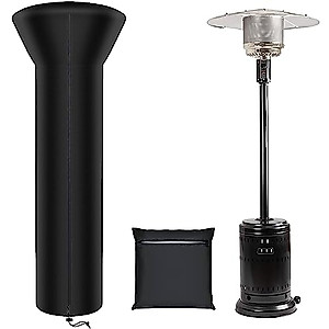 SIRUITON Patio Heater Covers with Zipper and Air Vent,Waterproof,Dustproof,Wind-Resistant,UV-Resistant,Snow-Resistant,（87" Height x 33" Dome x 19" Base,Black）