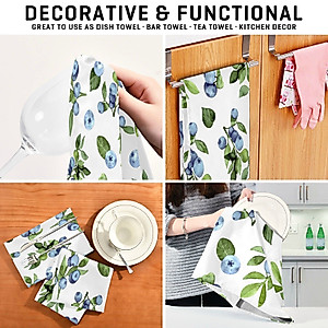 ALAZA Blueberries Decorative Kitchen Dish Towels Set of 4,Soft and Absorbent Kitchen Hand Towels Home Cleaning Towels Dishcloths,18 x 28 Inch