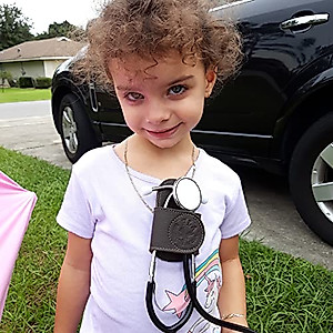 Stethoscope Holder pro with Clip,Handmade in USA Genuine Leather .Perfect for Physicians, Nurses, EMT, Medical Nursing Student. No More Neck Carrying, Work with Comfort (BLACK 1)