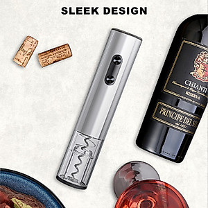 COKUNST Electric Wine Opener, Battery Operated Corkscrews Wine Bottles Openers with Foil Cutter & LED Light, Reusable Automatic Wine Remover Stainless Steel for Wine Lover Home Kitchen Party