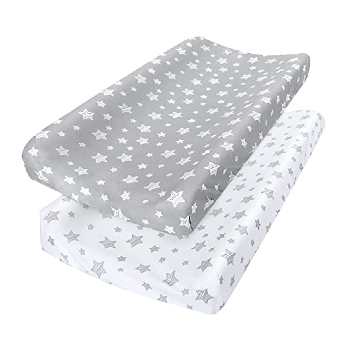 Changing Pad Cover for Boys Girls 2 Pack, Lovely Print Soft Unisex Diaper Change Table Sheets and Changing Pad Liner Bassinet Liner Waterproof, Warm On Baby's Back Bamboo Terry Thick Cushion 3 Count