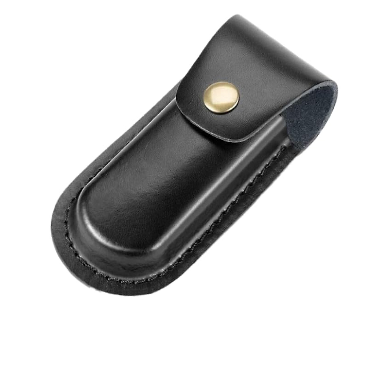 Leather Knife 4" Holster with Belt Buckle – Holding Sheath for Pocket Knives, Folding Knife- Compact Draw EDC Knife Holster Belt – Black, Camping, Hunting, and Outdoors.