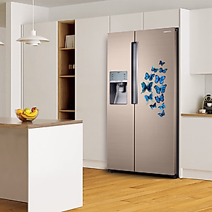 12PCS Butterfly Wall Decals Removable 3D Blue Butterflies Sticker with Magnets for Home Bedroom Kids Room Decor (Double Layer-Blue/12PCS)