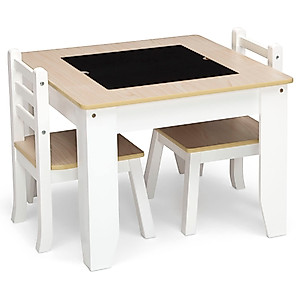 Delta Children Chelsea Table and 2 Chair Set, White/Natural