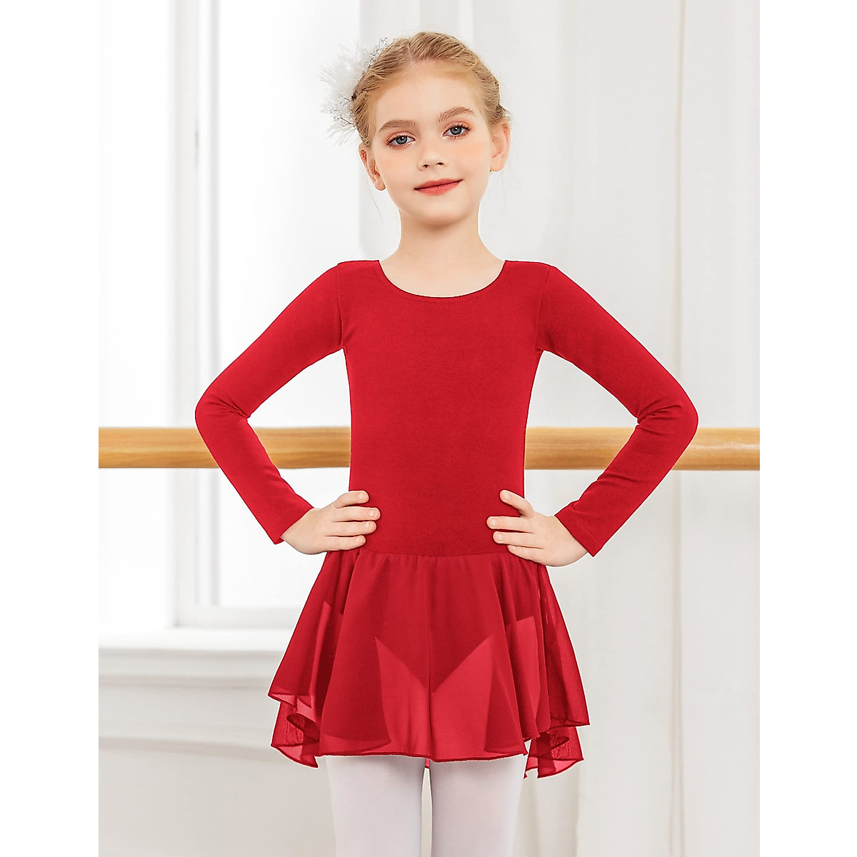 Arshiner Kids Girls Classic Long Sleeve Leotard Dance Ballet Dress