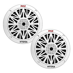 Pyle 5.25 Inch Dual Marine Speakers - 2 Way Waterproof and Weather Resistant Outdoor Audio Stereo Sound System with 150 Watt Power, Poly Carbon Cone, Cloth Surround and Low Profile Design - 1 Pair