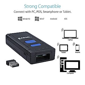 Eyoyo Mini 1D Wireless Barcode Scanner Bluetooth,3-in-1 Bluetooth&2.4G Wireless&Wired Connection, Portable Inventory Bar Code Reader Compatible with iPhone, Android, Windows, Mac Tablets or Computers